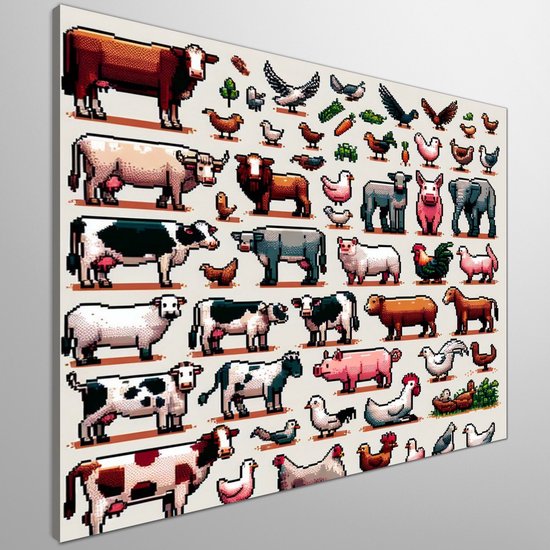 Pixel art vee schilderij | Vee-shaped pixels dance in a digital world ...