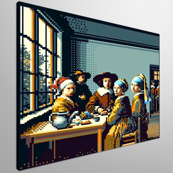 Pixel art vermeer schilderij | 'The Master of Pixels: A Modern Vermeer Inspired... | bol