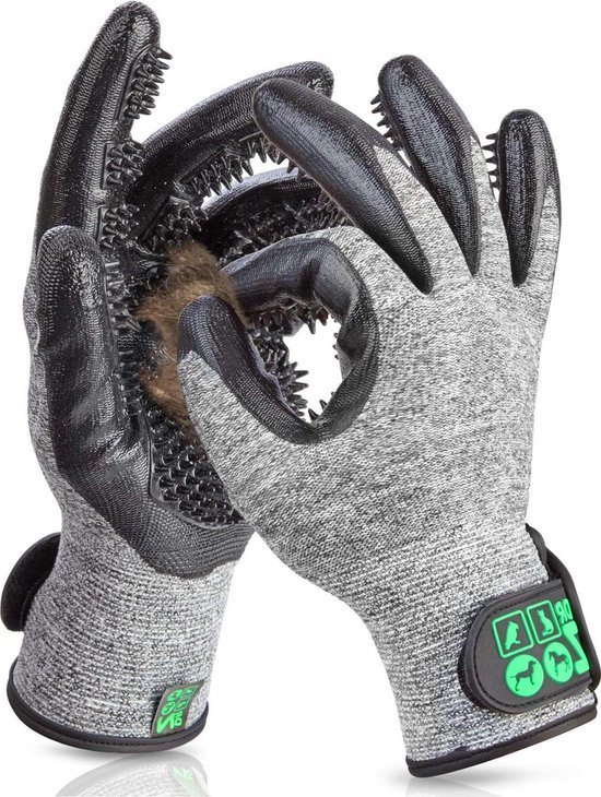 Vachtverzorgingshandschoen voor hond en kat - Gr. S paar ...