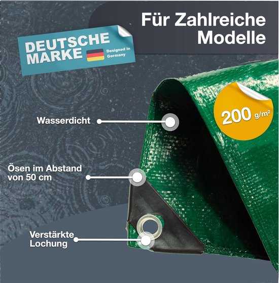 Tentzeil 2x2 meter waterdicht 150 g/m² groen zeildoek oogjes tentbodem ...