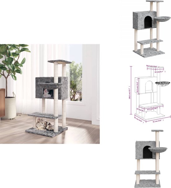 vidaXL Krabpaal - Krabpalen - Kattenpaal - - Kattenmeubel met sisal ...