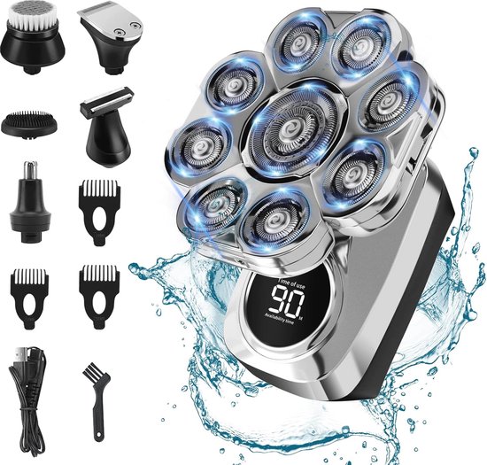 5-in-1 Elektrisch Scheerapparaat voor Kaal Hoofd - Professioneel 9D ...