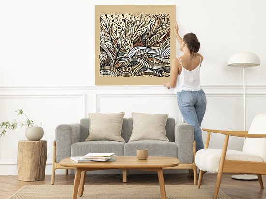 Line art mos schilderij | Mozaïek van lijnen en natuur: een grenzeloos ...