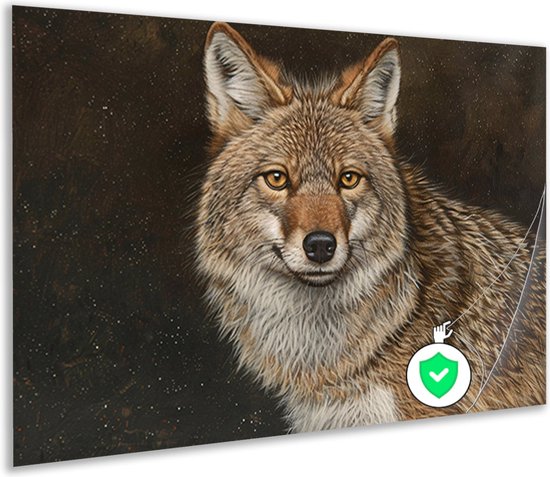 Coyote poster - Dieren poster - Wanddecoratie Realistische kunst ...