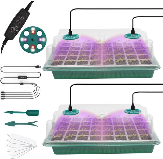 Verstelbare Zaaddienbladen met Groeilicht - 2 Stuks - 80 Cellen ...