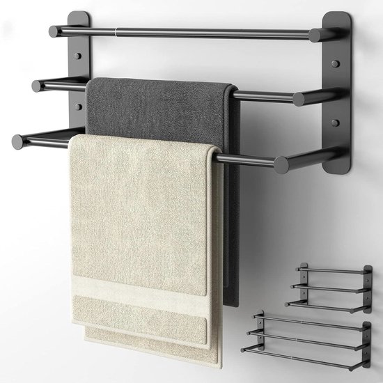 Handdoekrek Radiator Uittrekbaar 37-70 cm Roestvrij Staal Zwart Zonder ...