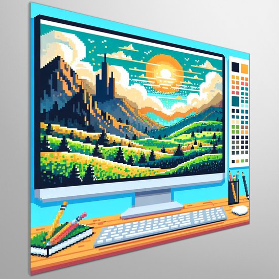 Pixel art landschap schilderij | Infinite digital canvas: a pixelated ...