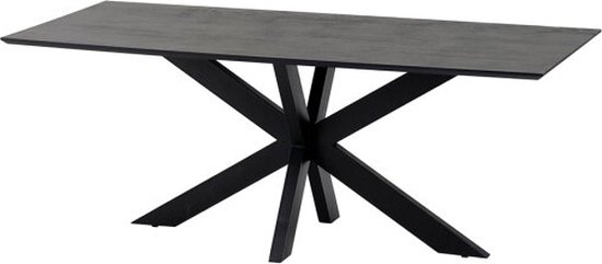 Eettafel Aletta 220 cm verjongde rand mangohout - Zwart | bol