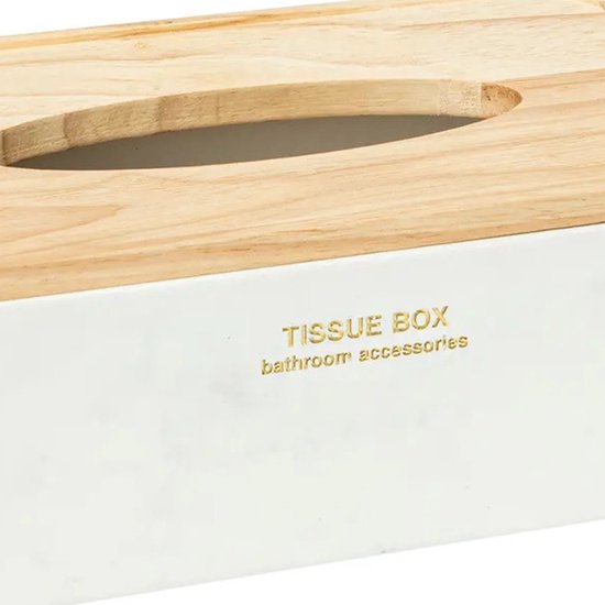 5Five Luxe Tissuedoos/tissuebox Alexa - wit/naturel - polyresin/hout ...