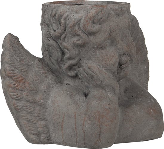 HAES DECO - Bloempot Engel 30x13x20 cm Grijs Steen Bloempot binnen ...