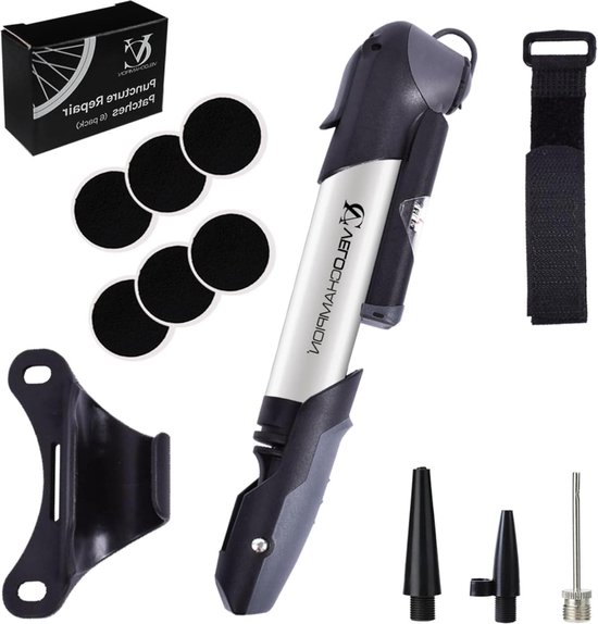 Fietspomp draagbaar compact lichtmetalen mini geschikt voor Presta Schrader Dunlop... | bol