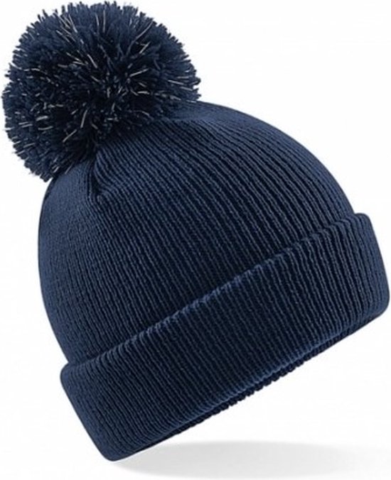 Winter muts - met pompom - navy - kinderen - polyacryl - dubbel laags ...