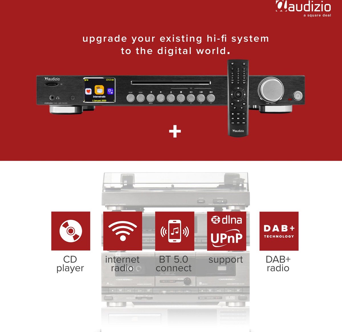 DAB Radio met Bluetooth, Internetradio en CD-Speler - Audizio Ferrara - Wifi | bol.com