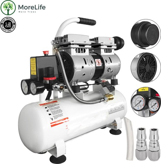 Morelife Stille Luchtcompressor 9L - Luchtcompressor elektrisch ...