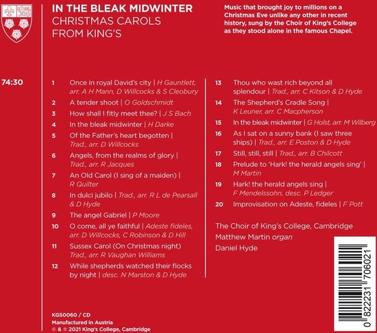 The King's College Choir Of Cambridge - In The Bleak Midwinter - Christmas Carols From... | bol