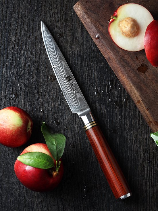 5 Inch Japanse Damascus Koksmes houten handvat, Chef's knife Classic ...