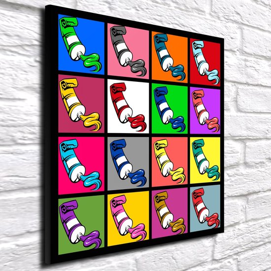 Pop Art Paint Tubes Acrylglas - 80 x 80 cm op Acrylaat glas + Inox ...