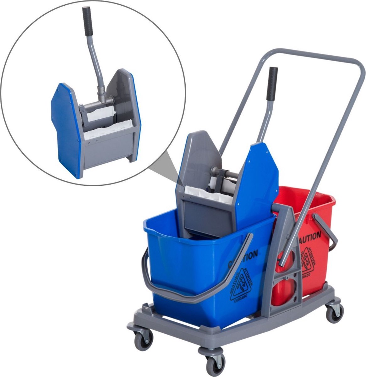 Dweilemmer Met Wringer Op Wielen - Mopwagen Rolemmer Poetswagen Met ...