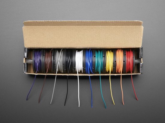 Hook-up Wire Spool Set - 22AWG Solid Core - 10 x 25ft Adafruit 3174 | bol