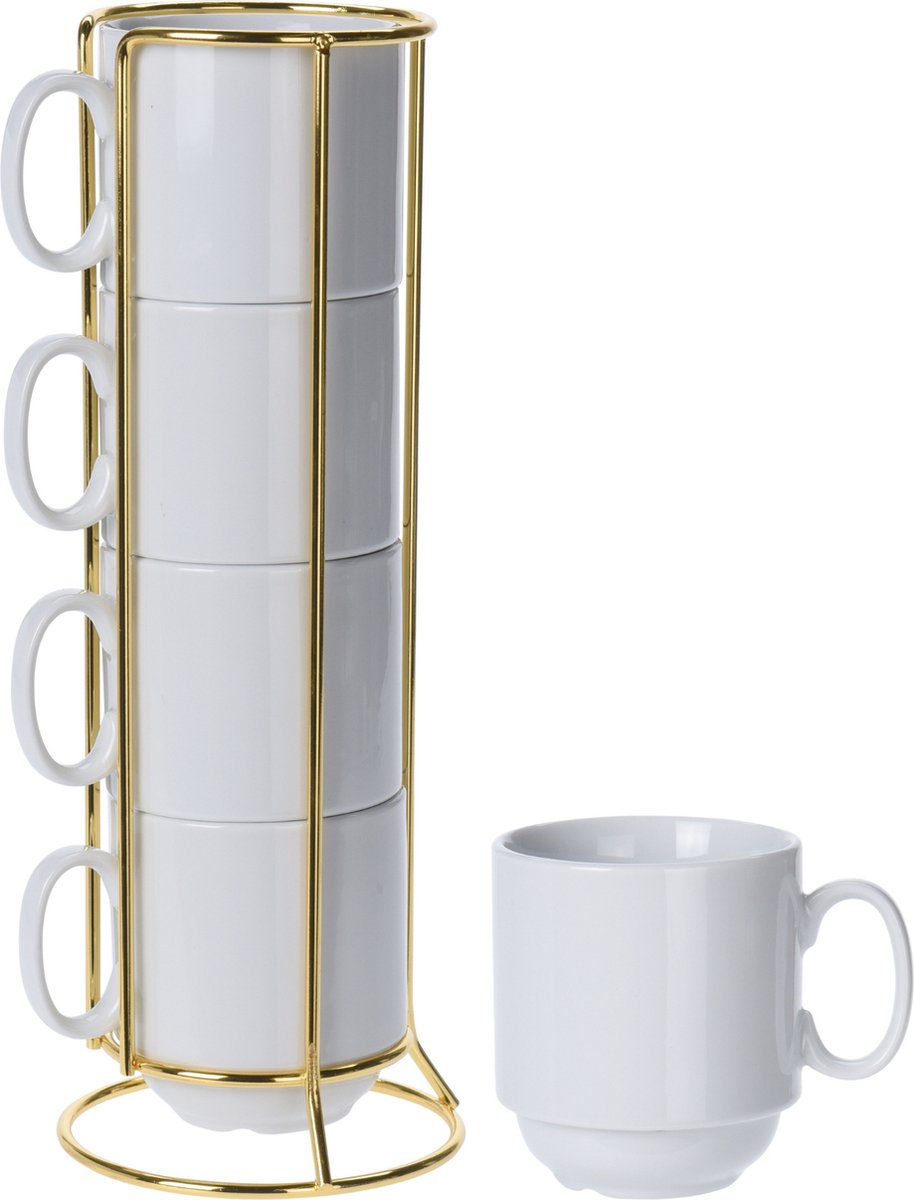 Orange85 Mokkenrek - Mokken - met Houder - 4 stuks - 250ml - Porselein ...
