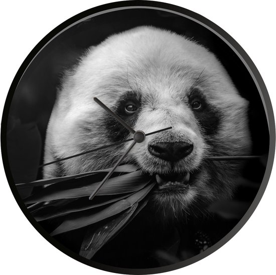 Klok - Ø 30 cm - Dieren - Panda - Jungle - Zwart - Wit - Zwart ...