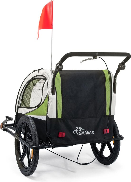 SAMAX 360° draaibare fietskar 2 in1- Jogger - groen- zwart frame ...