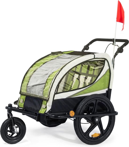 SAMAX 360° draaibare fietskar 2 in1- Jogger - groen- zwart frame ...