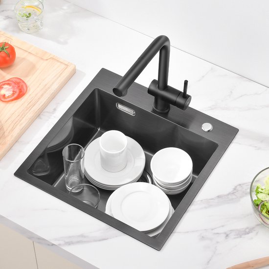 Auralum MAX Luxe Keuken Gootsteen - Spoelbak 45x45x19 cm - Nano-Coating ...
