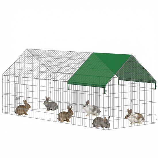 PawHut Kooi voor kleine dieren-Staal, Oxford-stof-180L x 75B x 75H cm ...
