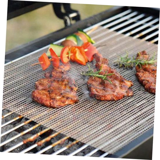 3pcs Non-Stick BBQ Grill Mesh Mat 40x33cm PTFE Hittebestendige Outdoor ...