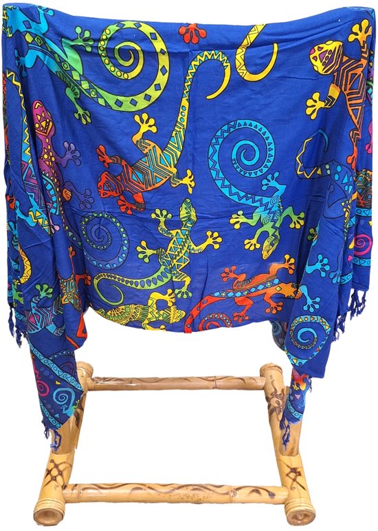 Om Namaste Sarong - 667 - Gekko's op blauw | bol