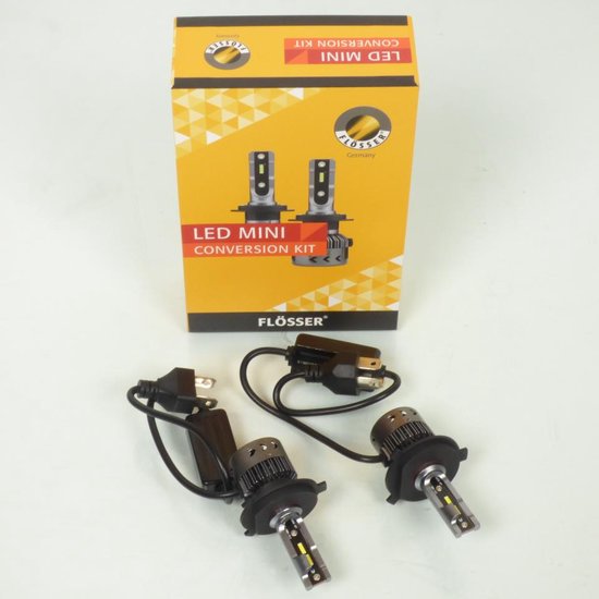 Kit de 2 ampoules à LED H4 P43t Mini LED SET 12V pour moto Flosser ...