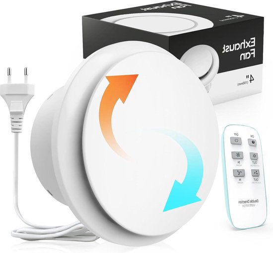 100mm Silent Bathroom Exhaust Fan with Remote Control - 2 Directions 2 ...