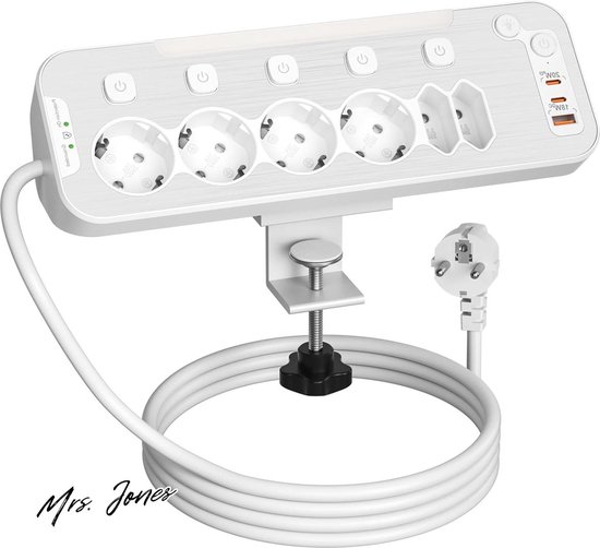 Mrs. Jones Tafelstopcontact met Schakelaar-Stekkerdoos USB C-PD20W ...