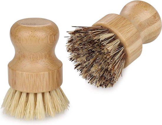 SNQ 2 stuks bamboe schotelborstels- milieuvriendelijke en gezonde bamboe borstel voor... | bol