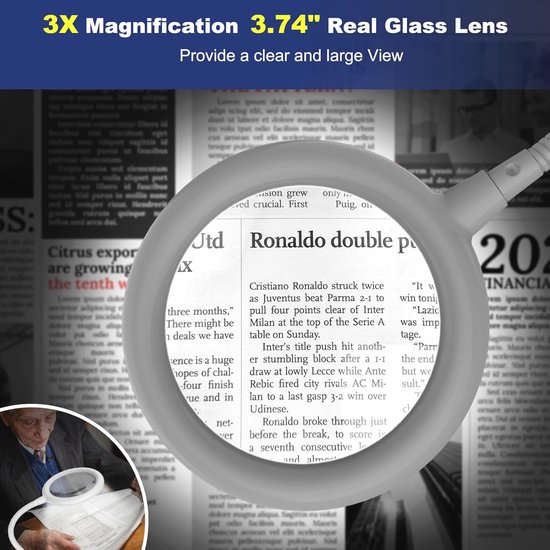 Vergrootglas met licht en standaard - Verstelbare loeplamp voor lezen ...