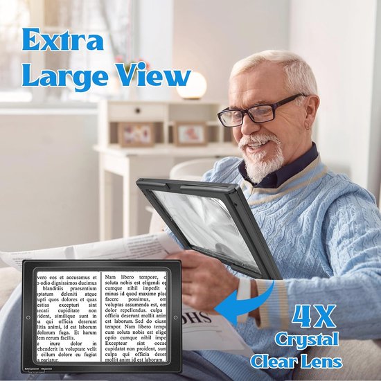 Groot Vergrootglas met 50 LED-lampen voor Handen Vrij Lezen | bol