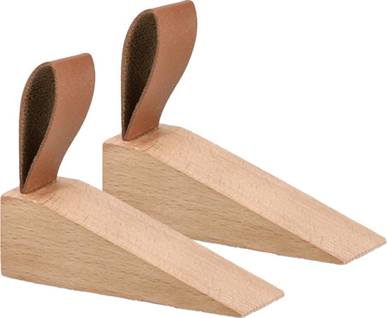 Zeller Deurstopper/wig - 2x - hout/kunststof - bruin - 11 x 4 x 3 cm ...