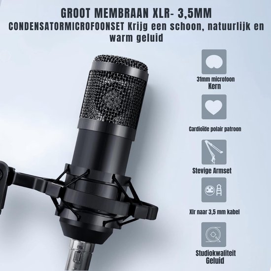 DD Podcast Starterset - Podcast Set -Podcast Studio - 41x24x8cm - Zwart ...