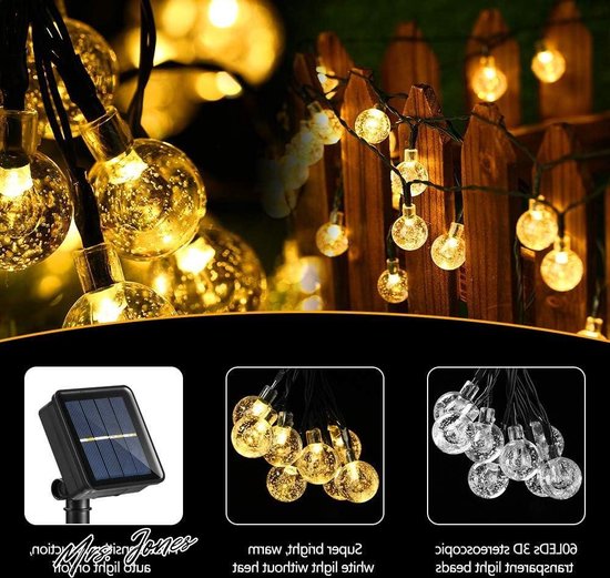 Mrs. Jones Lichtsnoer op zonne-energie voor buiten - 60 leds kristallen ...