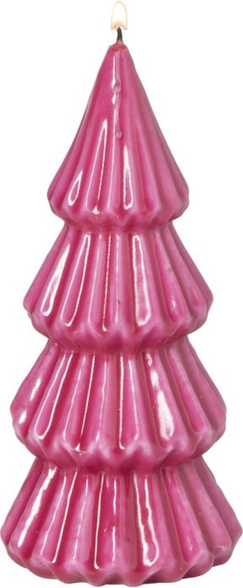 Glanzende Kerstboom Kaars - Small - Ø8x17 cm - groen of roze - 1 stuk | bol