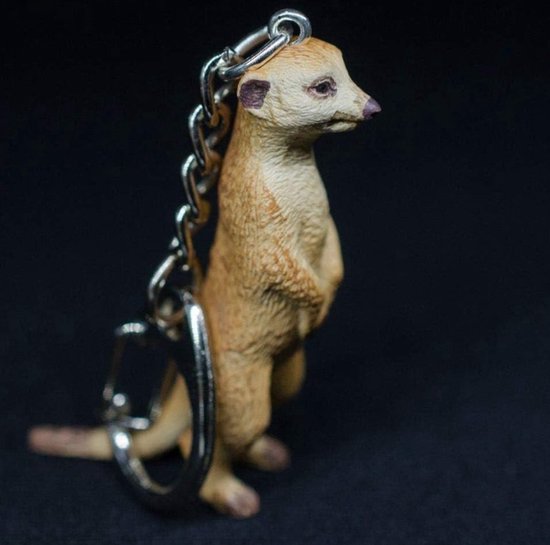 Handgemaakte hanger sleutelring stokstaartje prairiehond beige ...