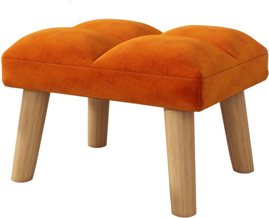 La'Moussawi ® Stijlvolle Fluwelen Poef met Houten Poten voor ...