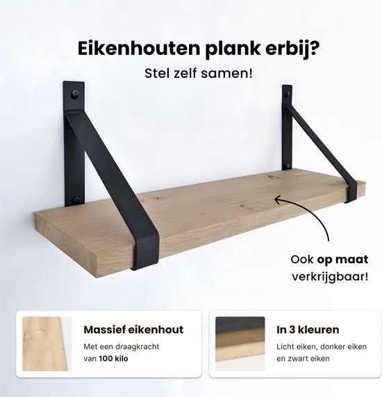 GoudmetHout Industriële Plankdragers XL 30 cm - Staal - Mat Zwart - 4 ...