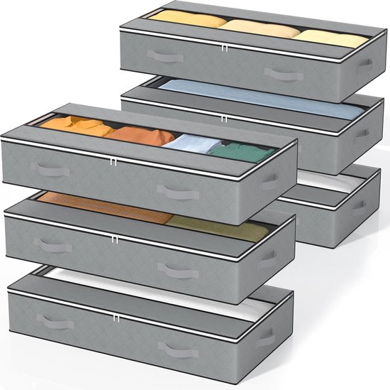 Onderbed Opbergdozen 6 Stuks met Handgrepen en Kijkvenster ...