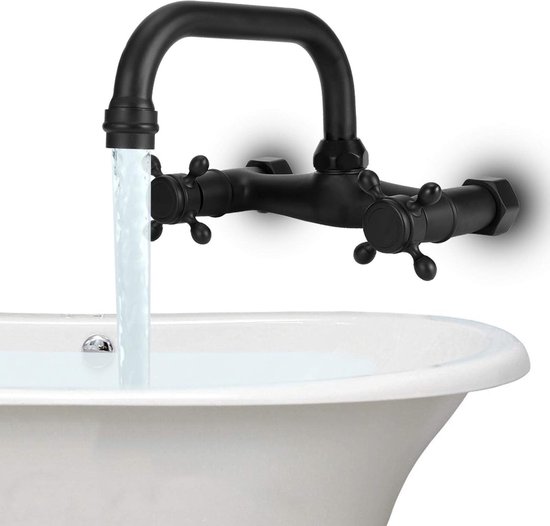 Stijlvolle Muurkraan met Dubbele Handgreep en 360° Draaibare Tuit voor ...