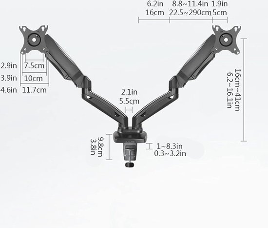 Dual Monitor Arm Stand - Verstelbare Gasveer Standaard voor 17 tot 32 ...