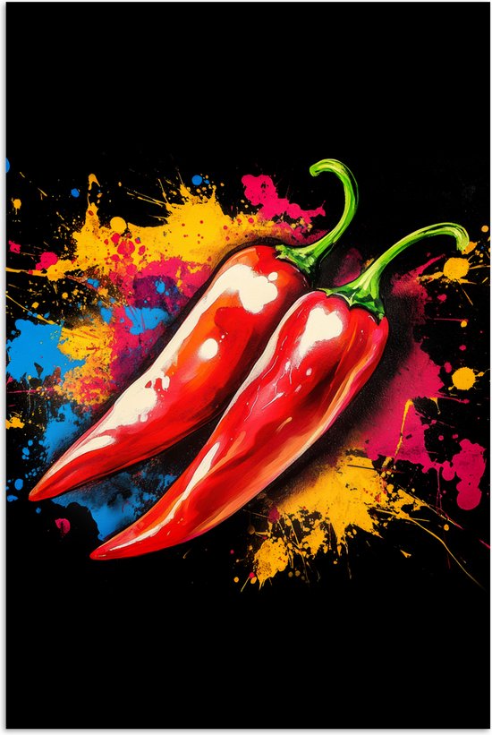 Poster 60x90 cm - Peper - Graffiti - Verf - Abstract - Modern ...