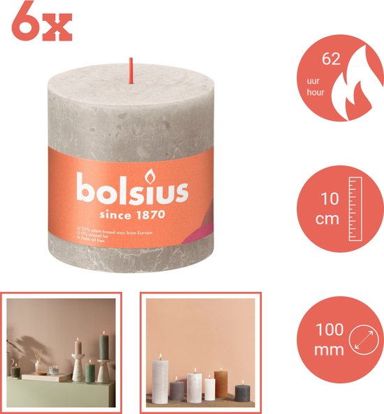 Bolsius - Rustiek stompkaars - 100/100 - 1 Stuk - Sandy Grey ...