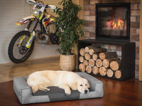 Hondenbed XL in Asgrauw – 100 x 66 cm – Comfortabel Hondenkussen voor ...